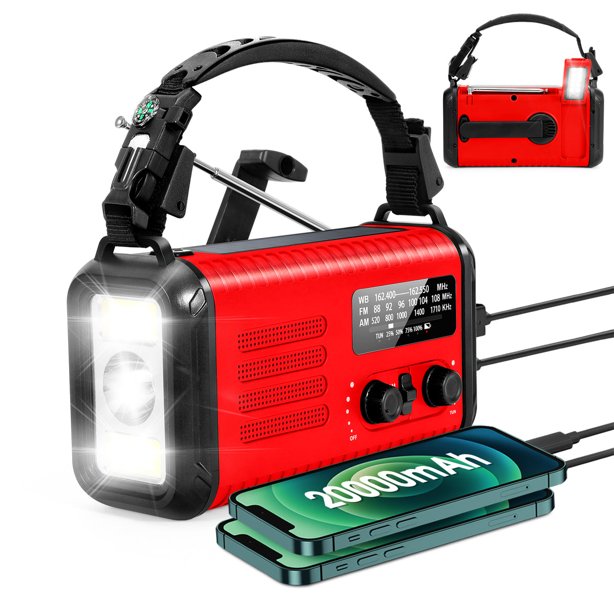 Condor 1 Emergency Hand crank Radio 20000mah USB Charger FM AM NOAA We ...